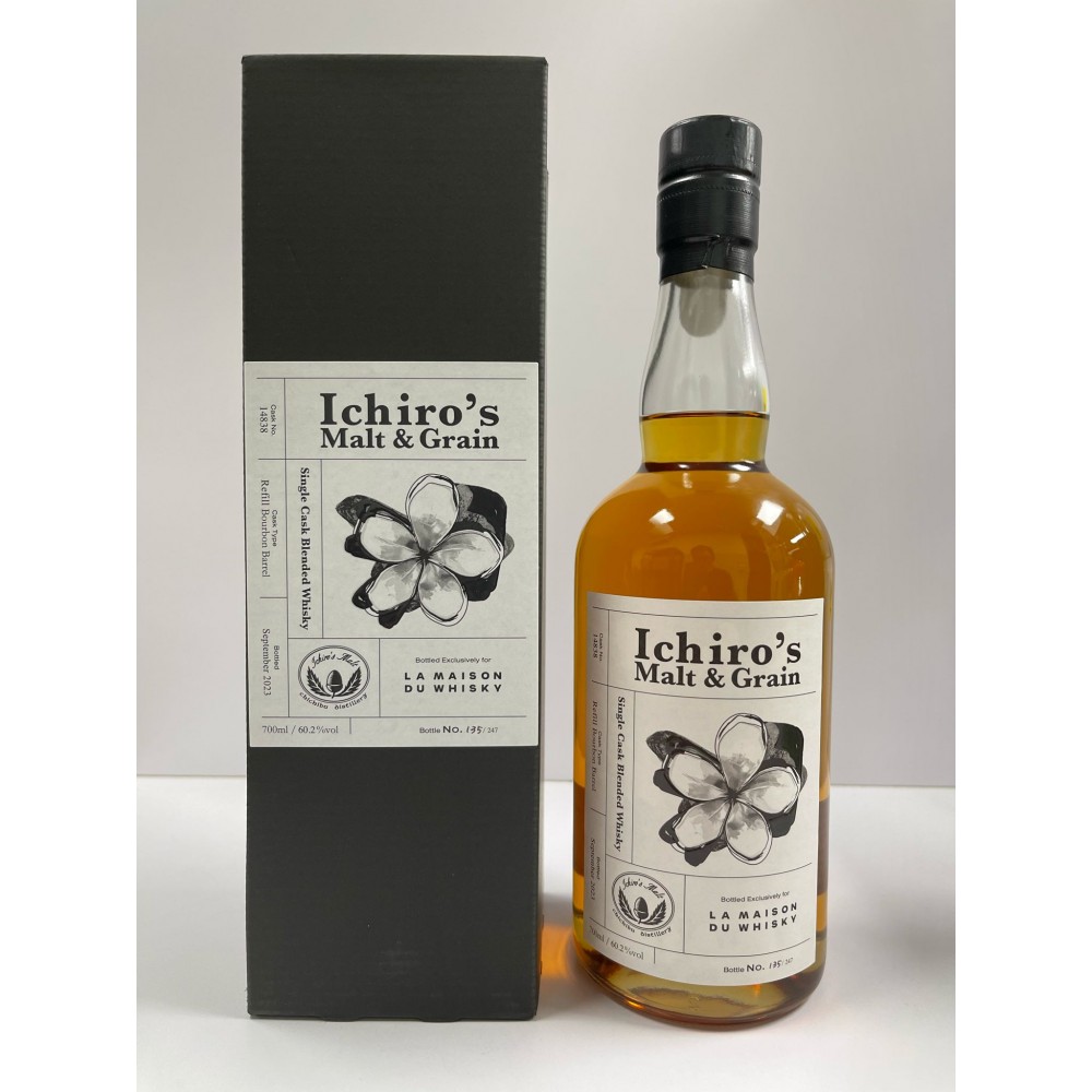 ICHIRO'S MALT & GRAIN REFILL BOURBON BARREL #14838 SINGLE CASK BLENDED ...